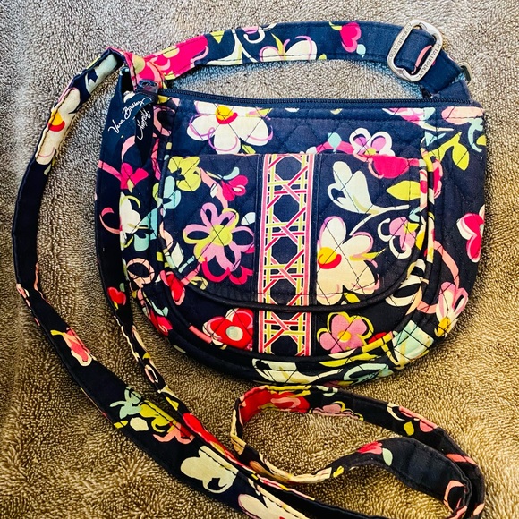 Vera Bradley | Bags | Vera Bradley Ribbons Dark Blue Floral Crossbody ...